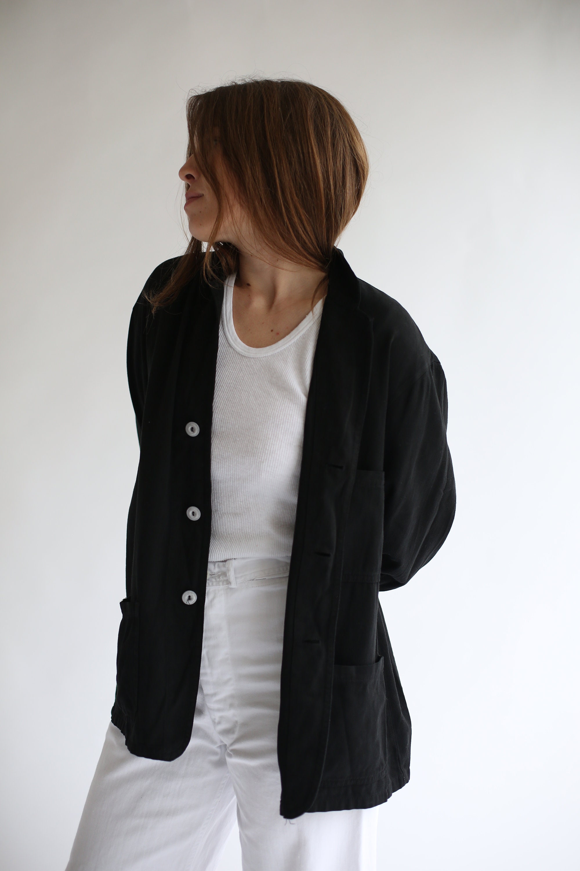 Vintage Black Overdye Classic Chore Jacket | Unisex Square Vintage Black Overdye Classic Chore Jacket | Unisex Square