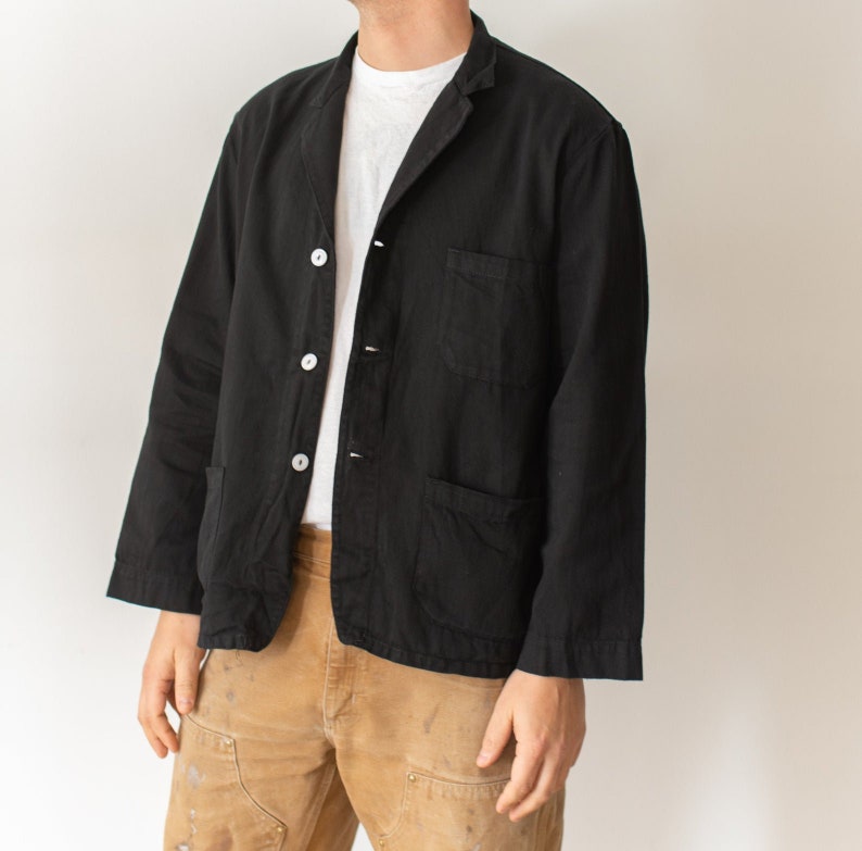 Vintage Black Overdye Classic Chore Jacket Unisex Square | Etsy