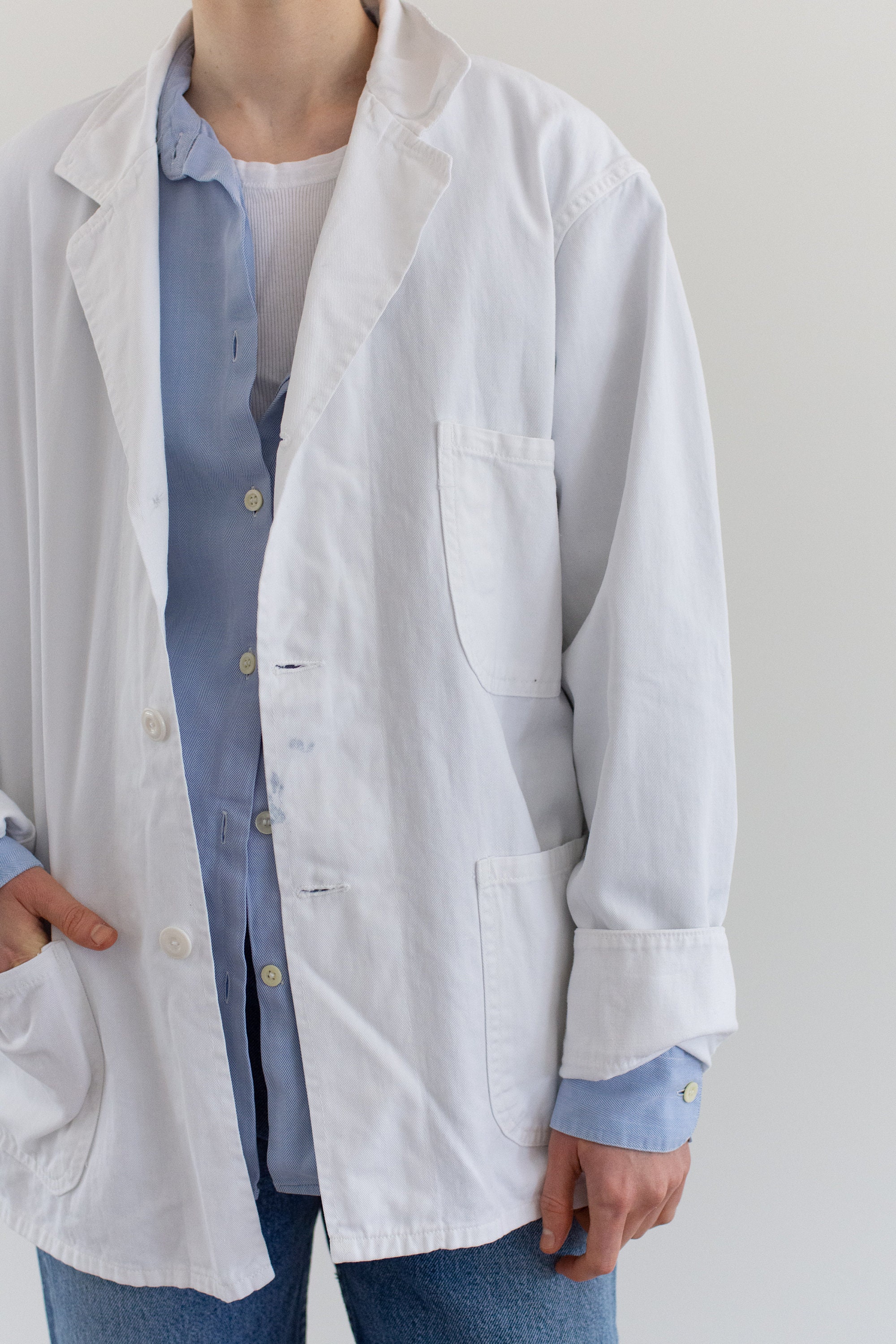 Vintage White Cotton Chore Coat Painter Workwear Jacket | Etsy