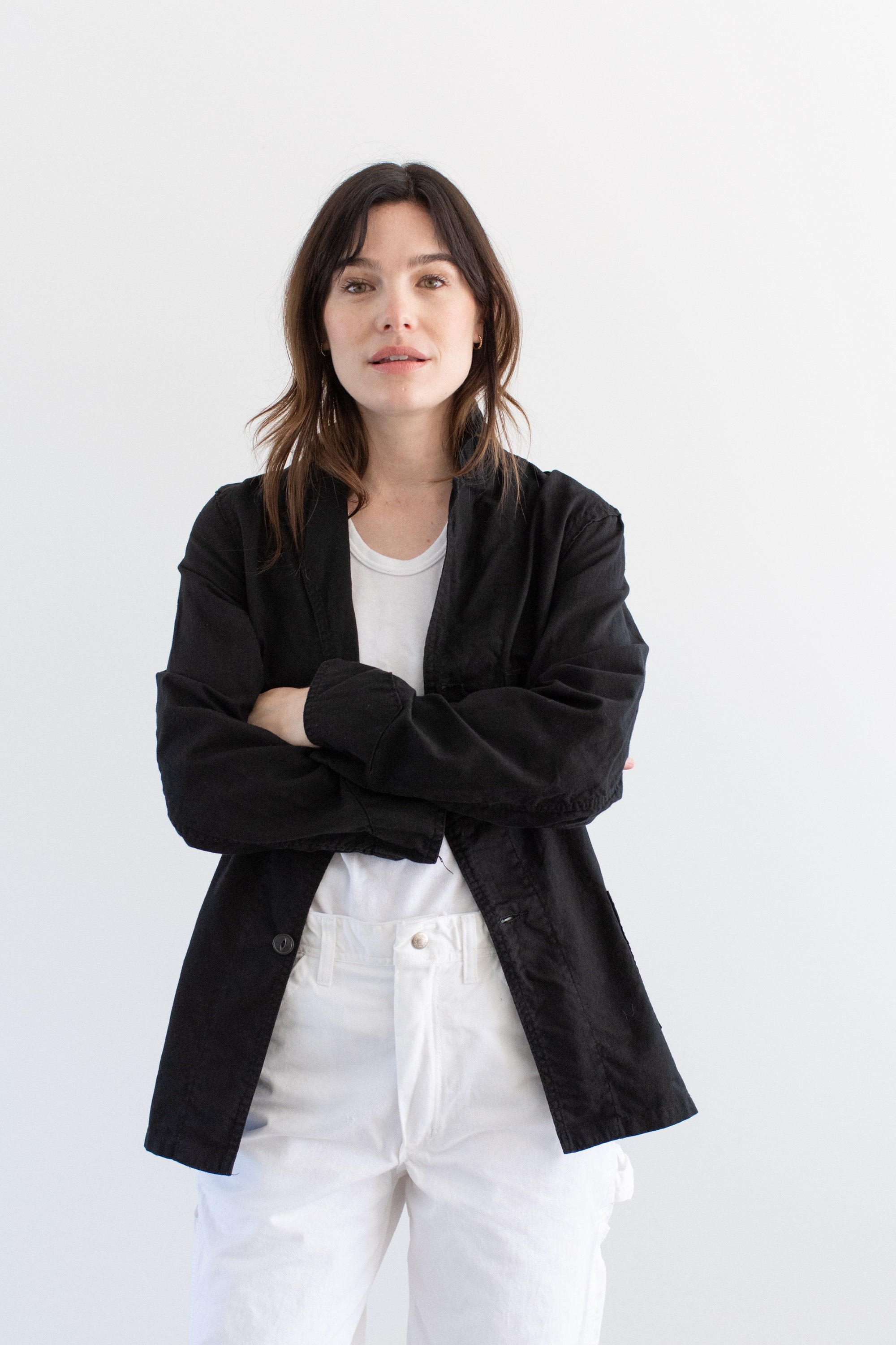Vintage Black Lightweight Cotton Chore Blazer | Unisex Three Vintage Black Lightweight Cotton Chore Blazer | Unisex Three