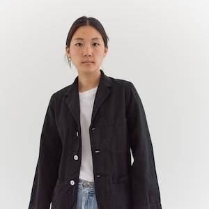 Vintage Black Overdye Classic Chore Blazer | Unisex Square Three Pocket ...