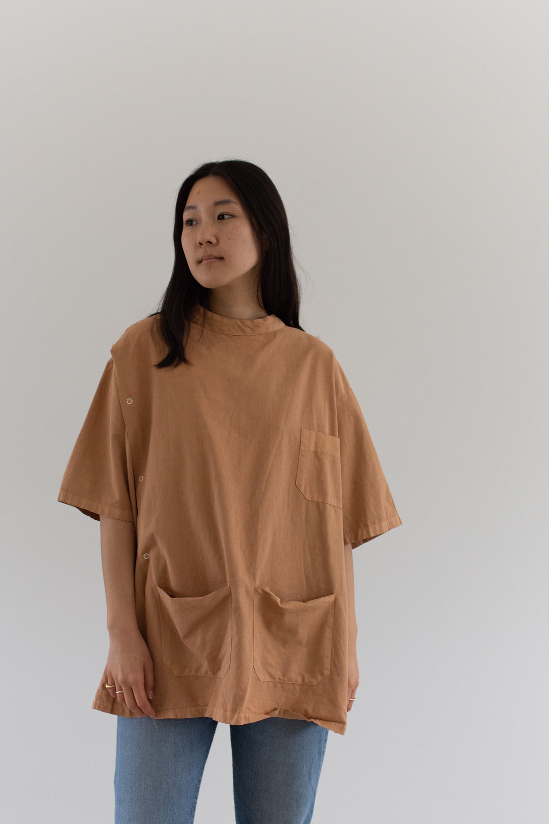 The Winslow Smock in Almond Brown Vintage Side Snap Smock Overdye ...