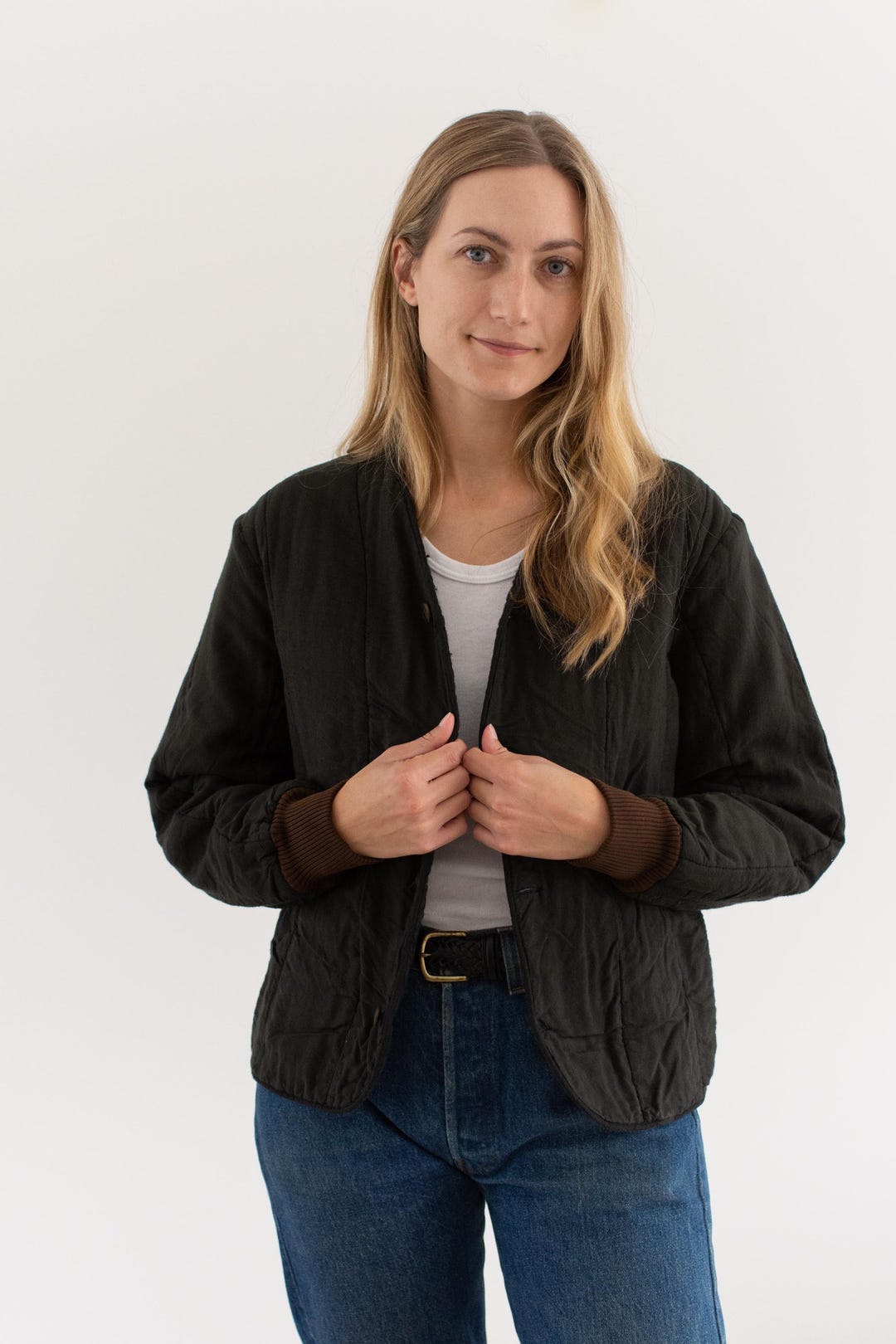 Vintage Overdye Charcoal Black Grey Reversible Cotton Quilt Jacket ...