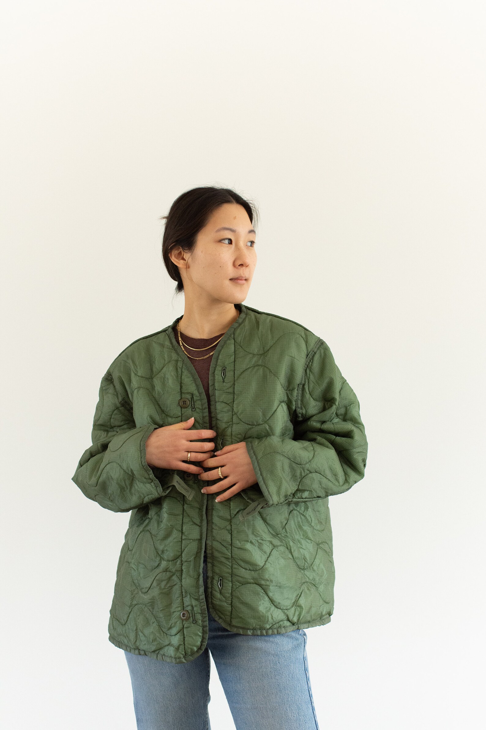 Vintage Spearmint Green Liner Jacket Unisex Quilted Wavy | Etsy