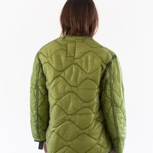 Vintage Acid Green Liner Jacket | Unisex Wavy Quilted Nylon Coat | S ...