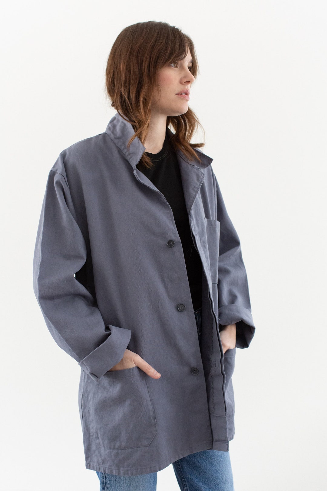 Vintage Grey Chore Coat | Unisex Cotton Utility Work Jacket | Made in ...