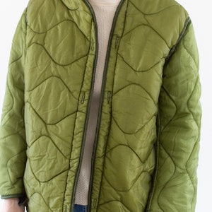 Vintage Acid Green Liner Jacket | Unisex Wavy Quilted Nylon Coat | S ...