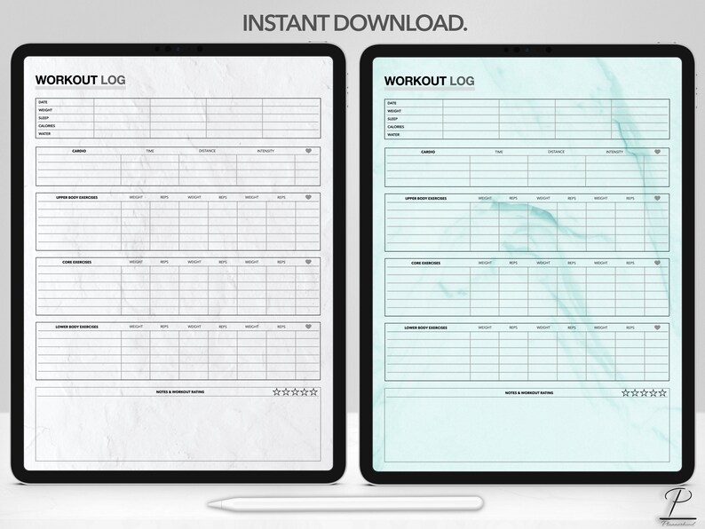 Digital Workout Log Progress Exercise Tracker Goodnotes for iPad ...