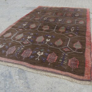 Tribal Rug, Vintage Bohemian Saloon Rug, Brown Color Wool Handmade ...