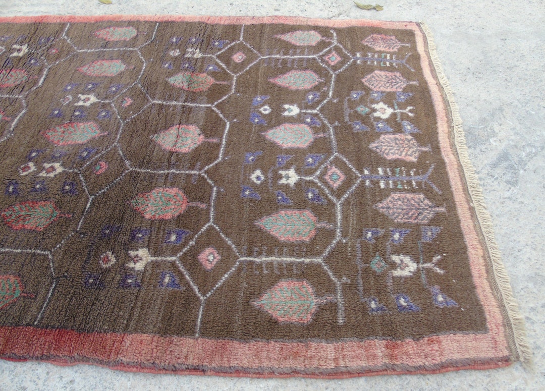 Tribal Rug, Vintage Bohemian Saloon Rug, Brown Color Wool Handmade ...