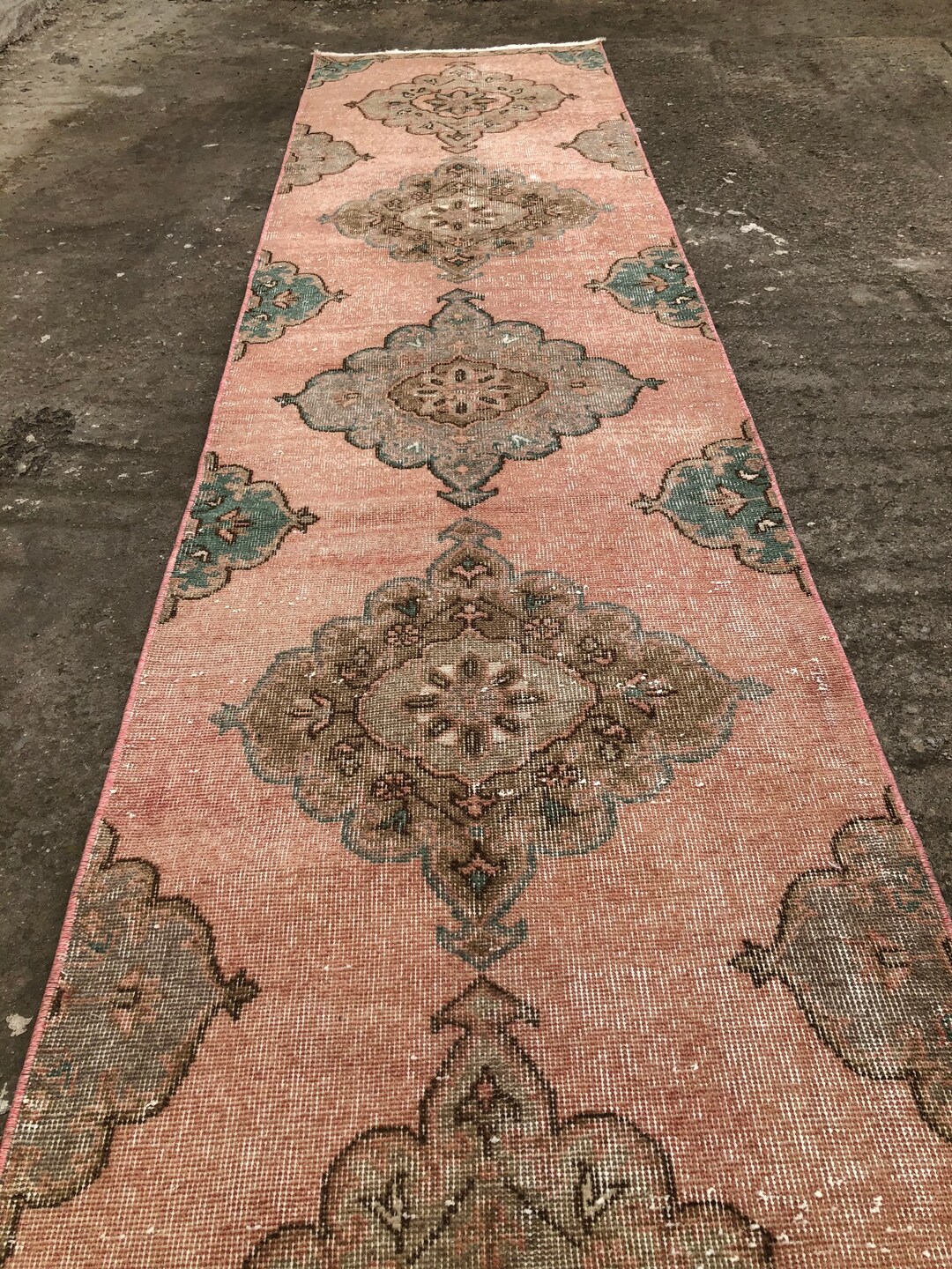 Turkish Oushak Runner Rug, Vintage Runner Rug, Turkish Runner Rug ...