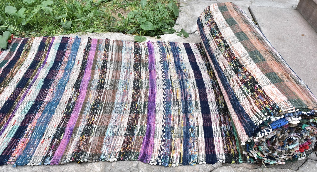 2'2x43'5 Extra Long Rag Rug Runner, Very Long Turkish Rag Rug Runner ...