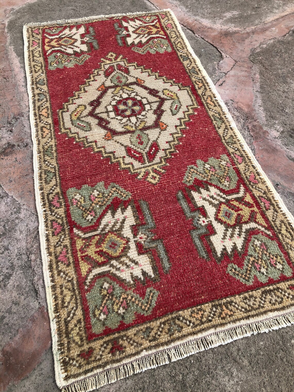 Turkish Door Mat Rug Anatolian Vintage Small Carpet Rug | Etsy