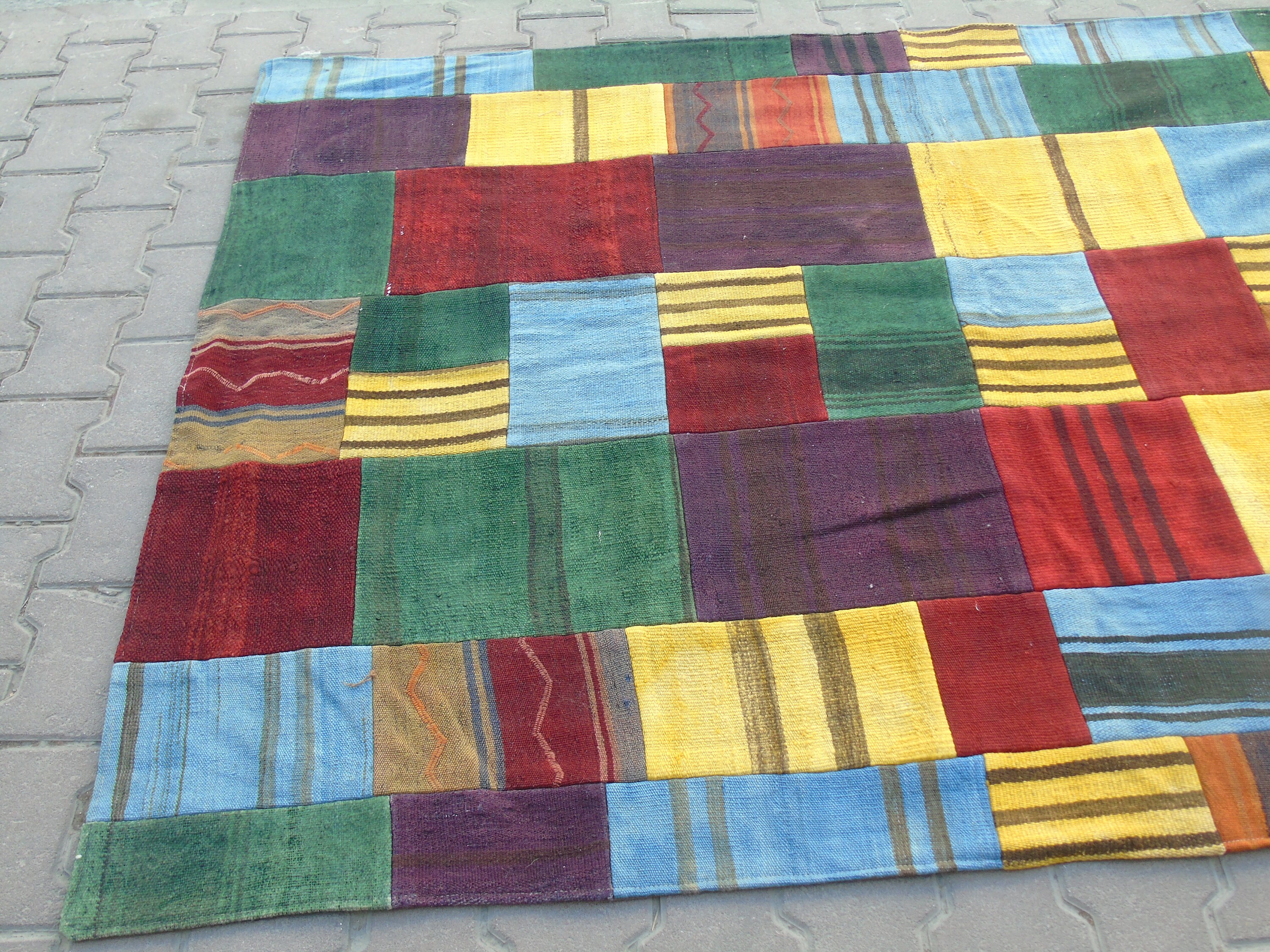 Rug Patchwork Rug Area Rug Handmade Rug Woolen Rug | Etsy