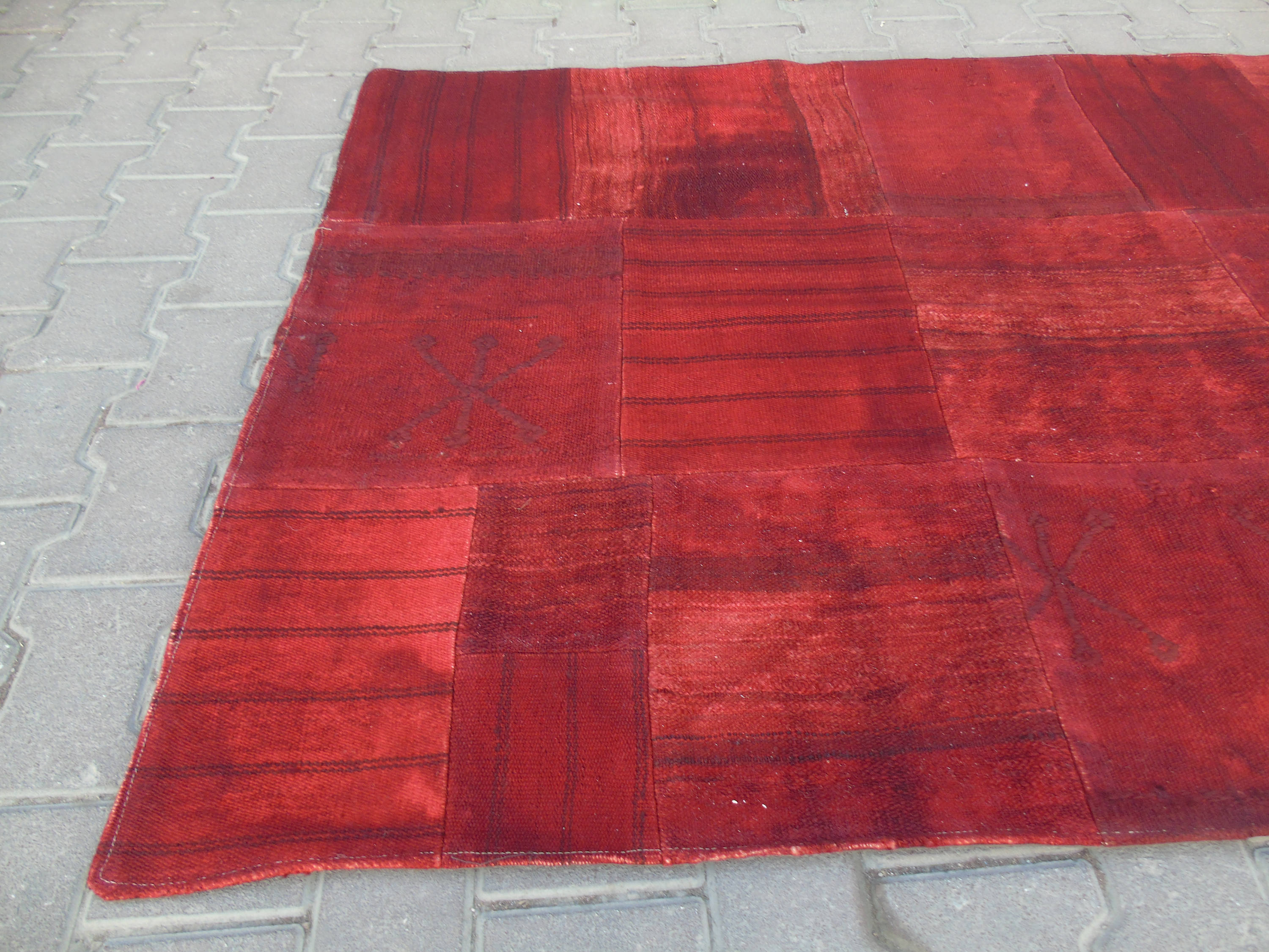 Patchwork Rug Patchwork Kilim Rug Area Rug Woolen Rug Red | Etsy