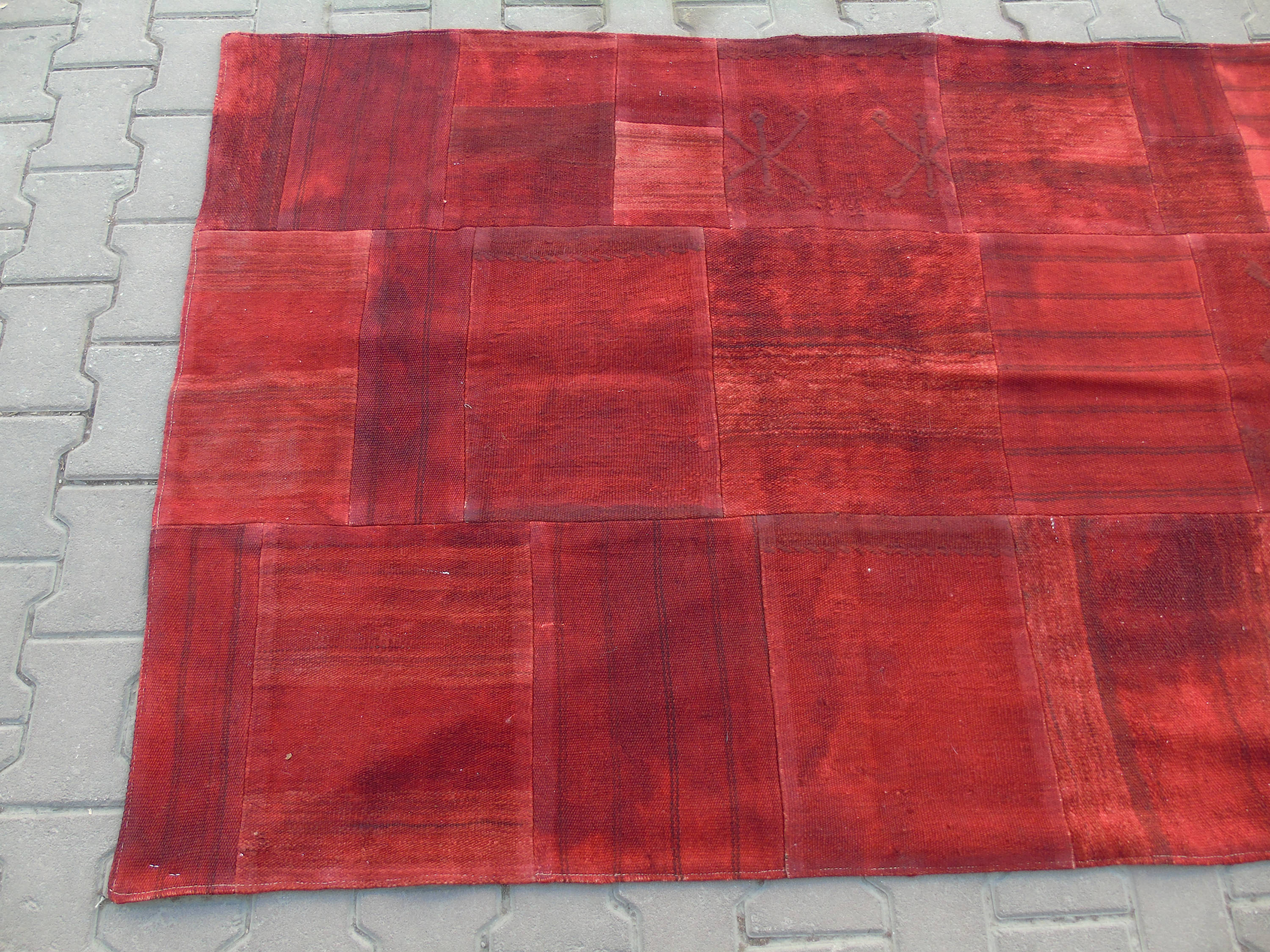 Patchwork Rug Patchwork Kilim Rug Area Rug Woolen Rug Red | Etsy