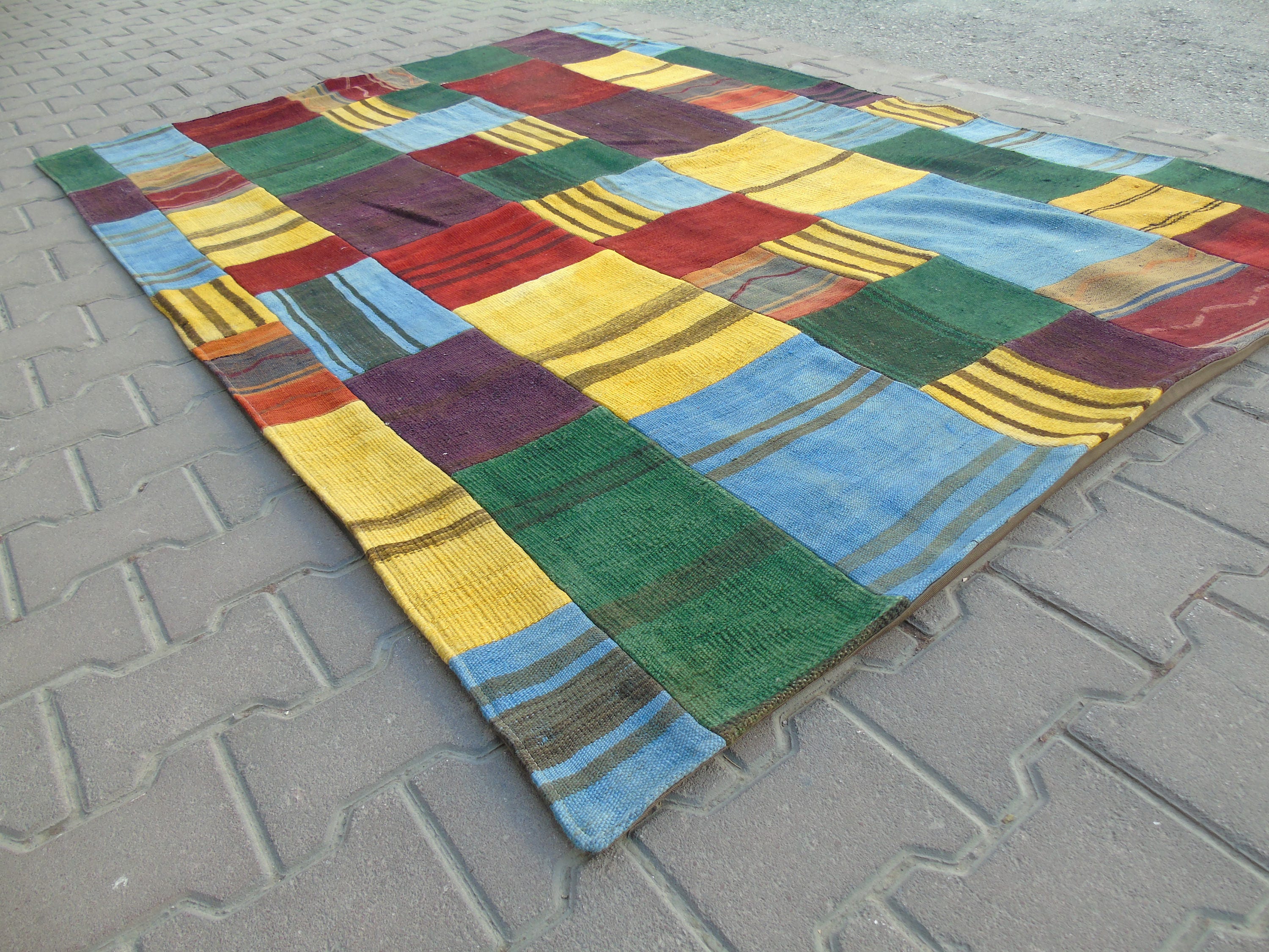 Rug Patchwork Rug Area Rug Handmade Rug Woolen Rug | Etsy