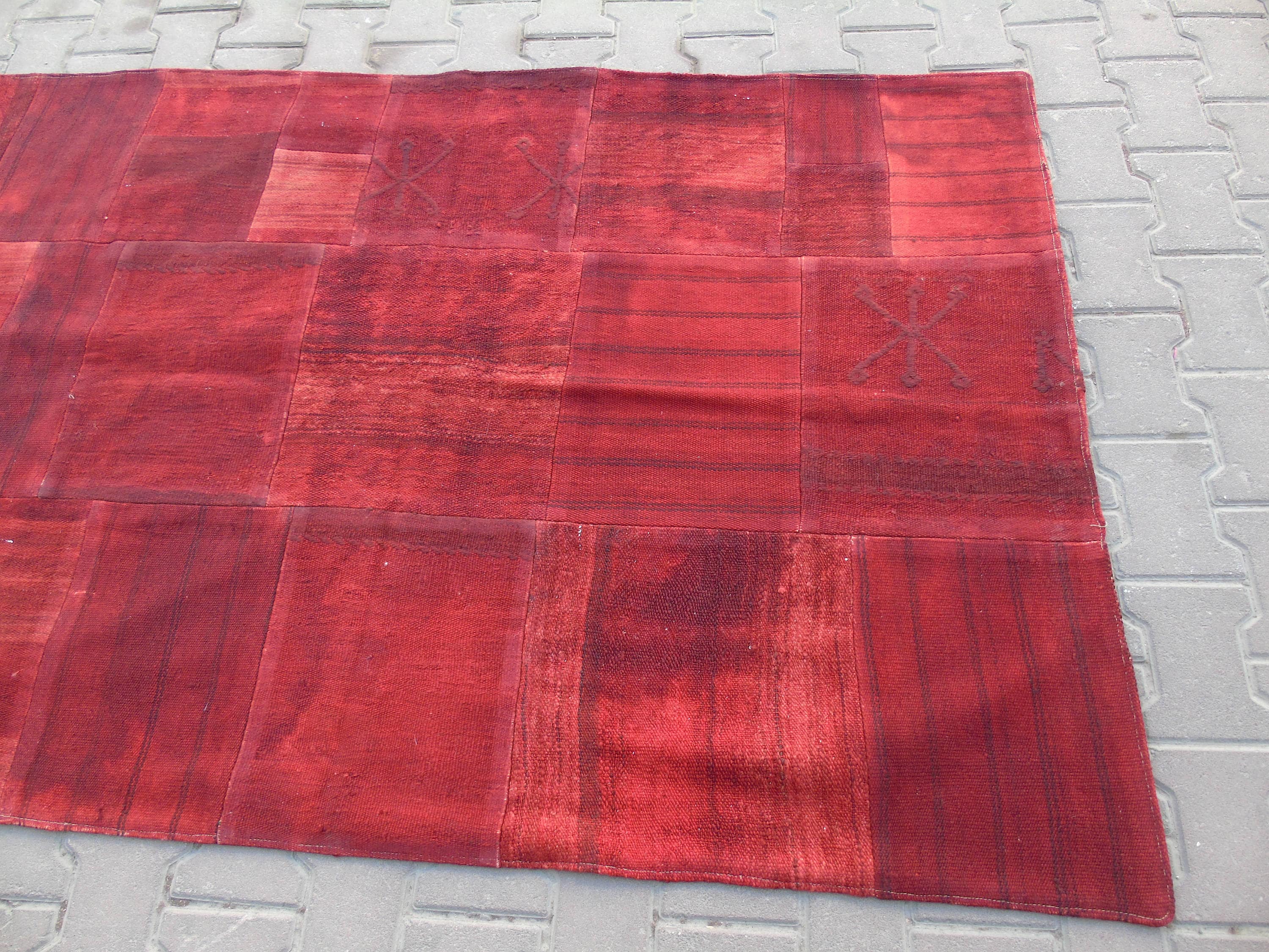 Patchwork Rug Patchwork Kilim Rug Area Rug Woolen Rug Red | Etsy