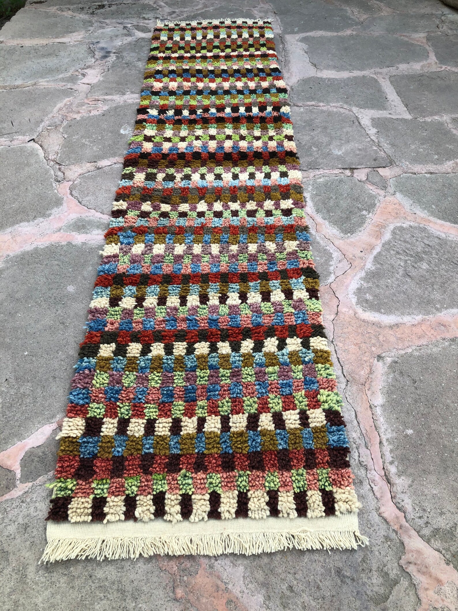 Checker Design Runner Rug Turkish Runner Rugs Checkered | Etsy