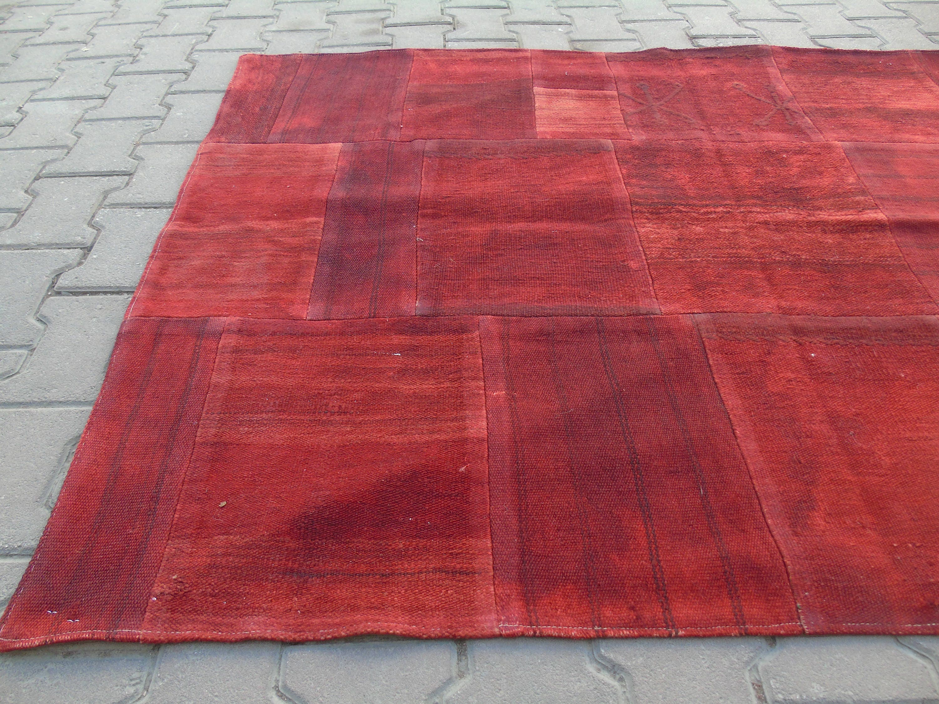 Patchwork Rug Patchwork Kilim Rug Area Rug Woolen Rug Red | Etsy