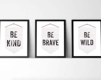 Be Kind Brave You Playroom Printable Set 3 Boho Earthy - Etsy