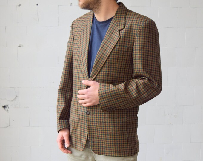 1970s Blazer, Checkered Jacket, Classic Plaid Blazer, Men's Sport Coat ...