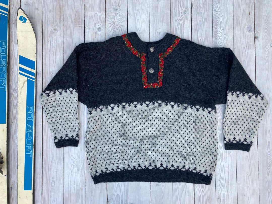 Gray Nordic Sweater, Norvegian Wool Jumper, Traditional Christmas Gift ...