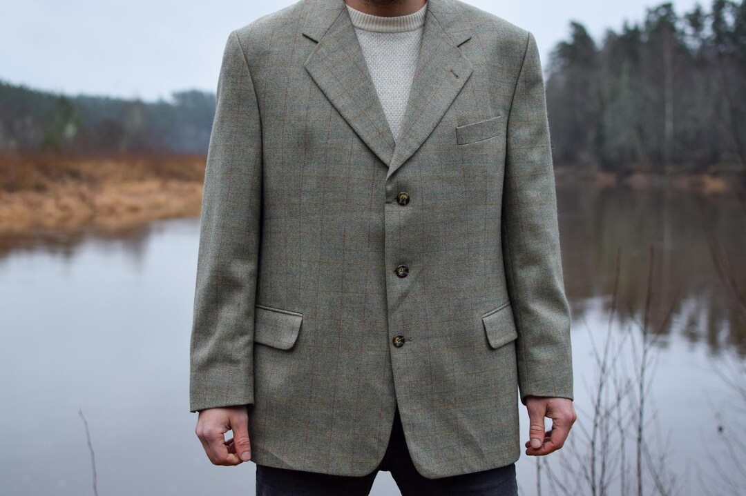 Vintage Pure New Wool Blazer: Retro Tweed Hacking Jacket, Men's Large ...