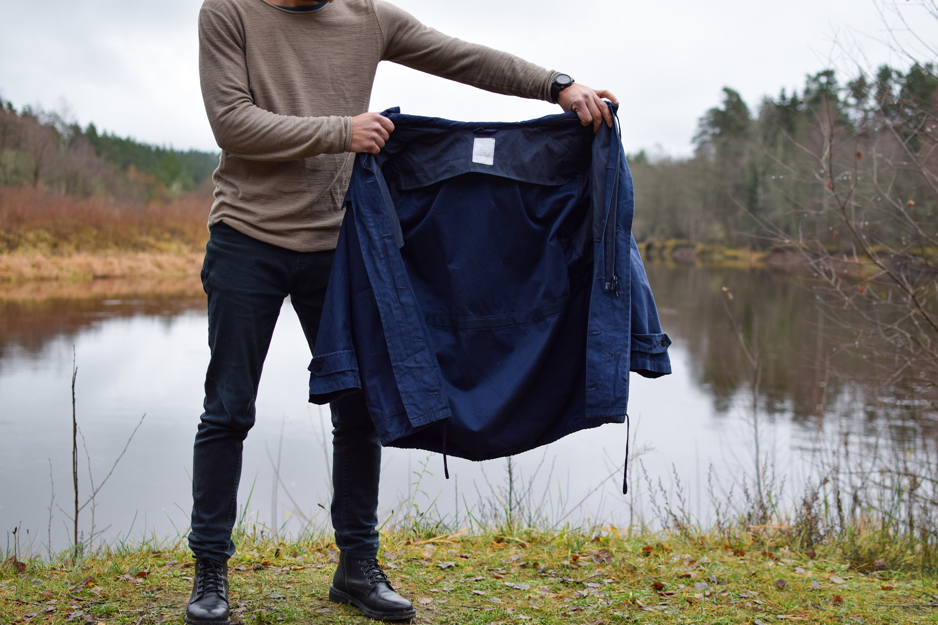 Navy Blue Army Coat, German Military Parka Jacket Navy Blue Army Coat, German Military Parka Jacket