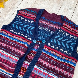 Handmade Vintage Nordic Vest 80s Retro Hand Knitted Woolen Jacket Cozy ...