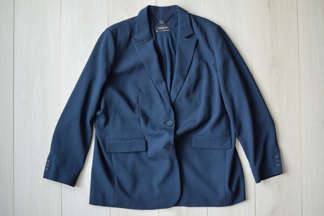 Navy Blue Retro 80s Dinner Blazer, Vintage Wedding Jacket, Elegant Men ...