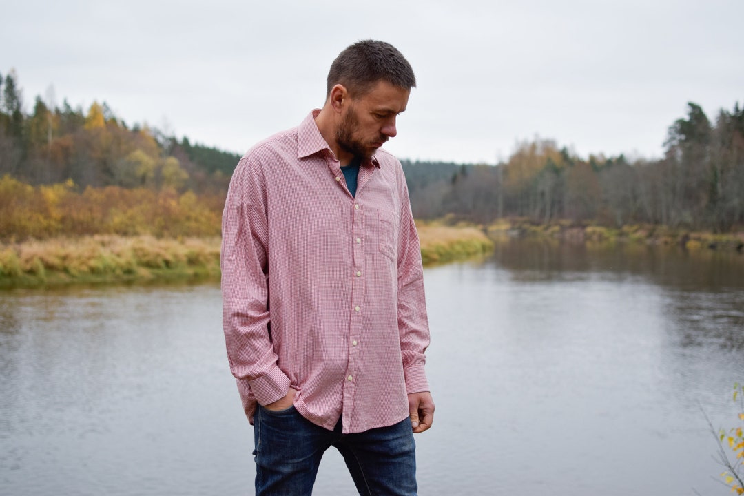 Red Vintage Bavarian Shirt - 90s Button up Formal Checker Shirt - Men's ...