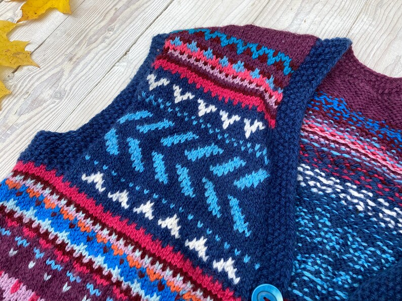 Handmade Vintage Nordic Vest 80s Retro Hand Knitted Woolen Jacket Cozy ...