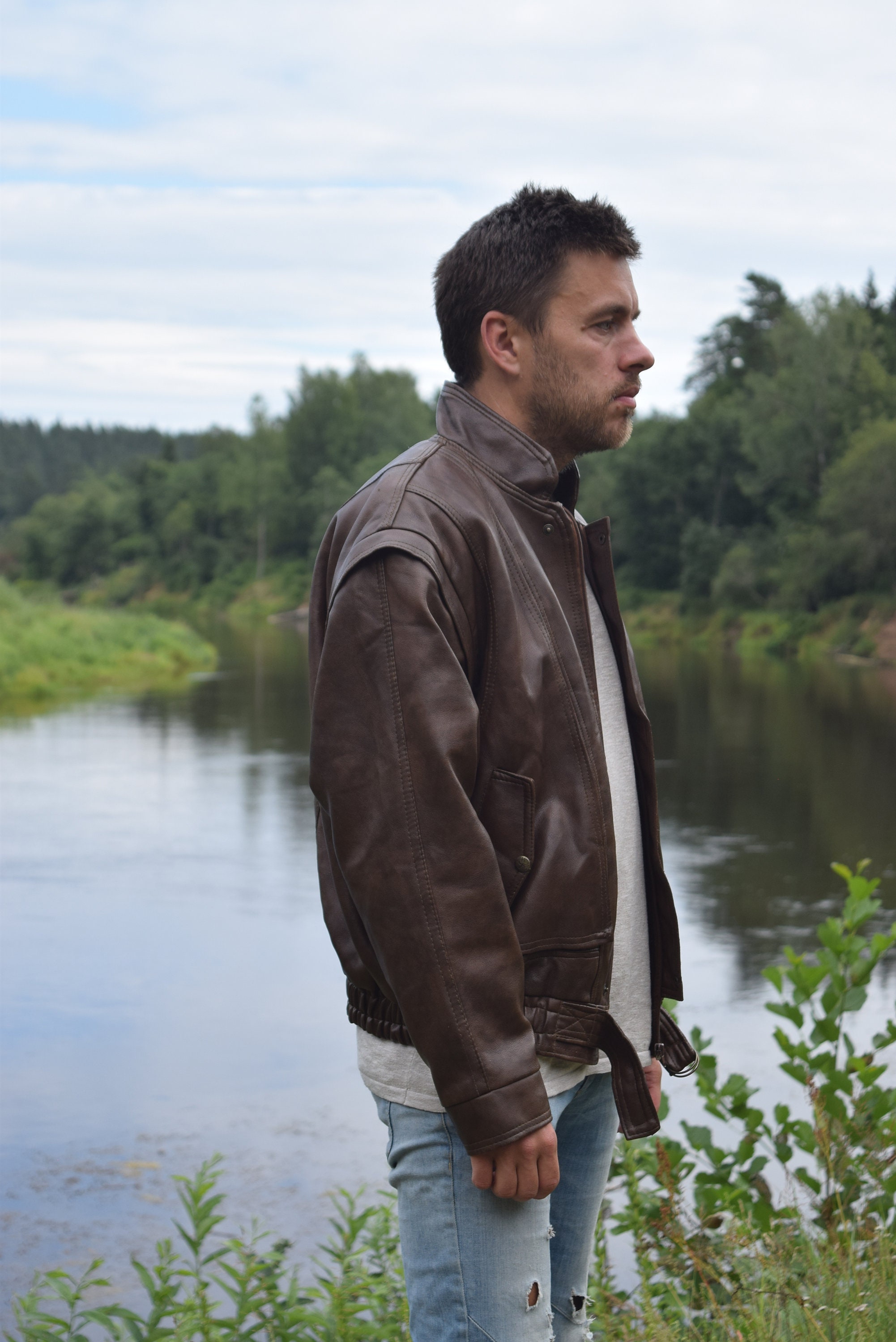 Real Leather Italian Jacket Made in Italy Brown Vintage | Etsy