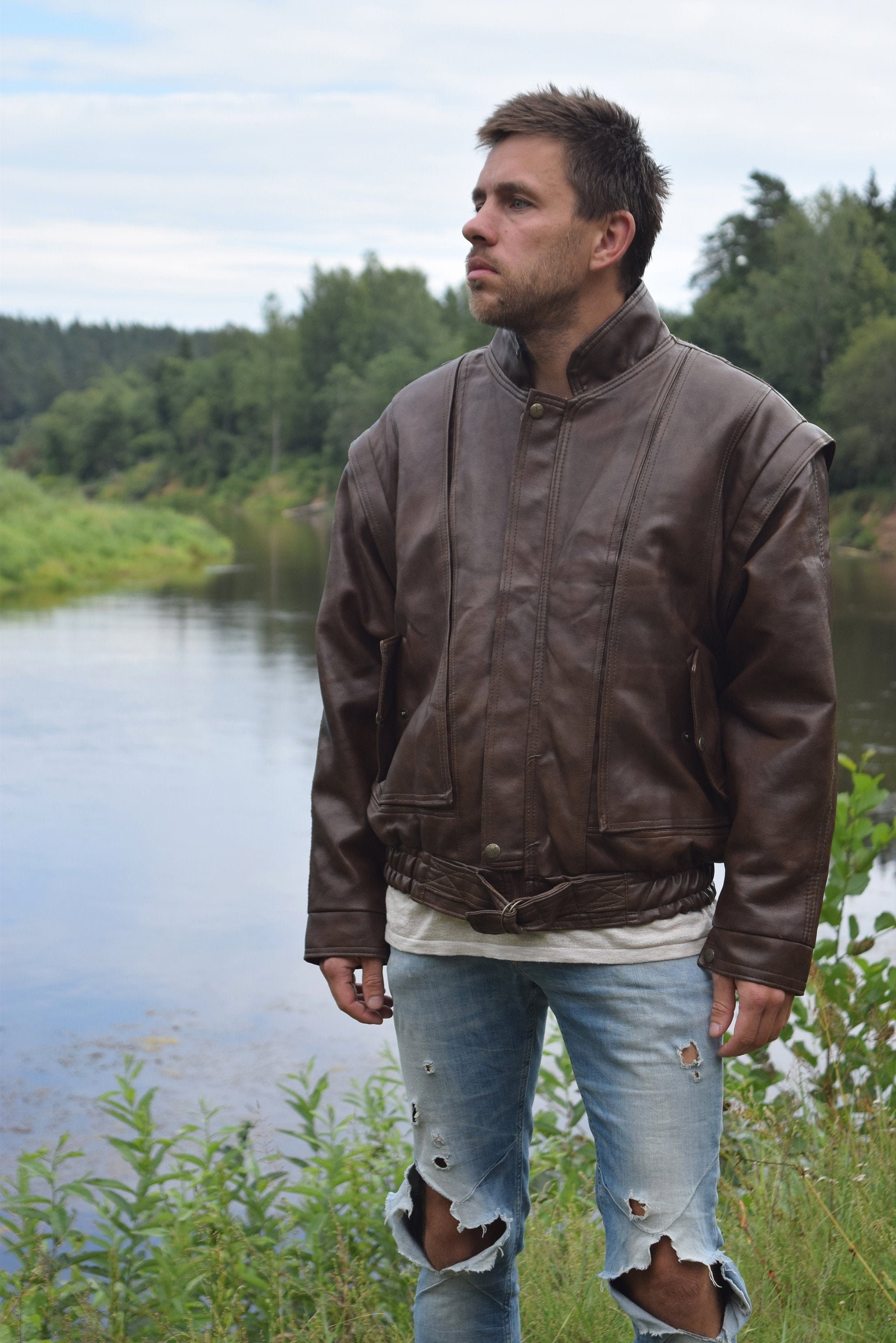 Real Leather Italian Jacket Made in Italy Brown Vintage | Etsy