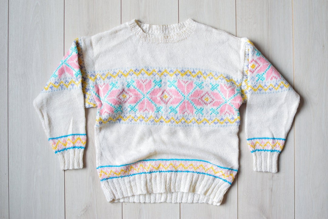 Winter Wonderland Sweater Pastel Color Wool Jumper Vintage - Etsy