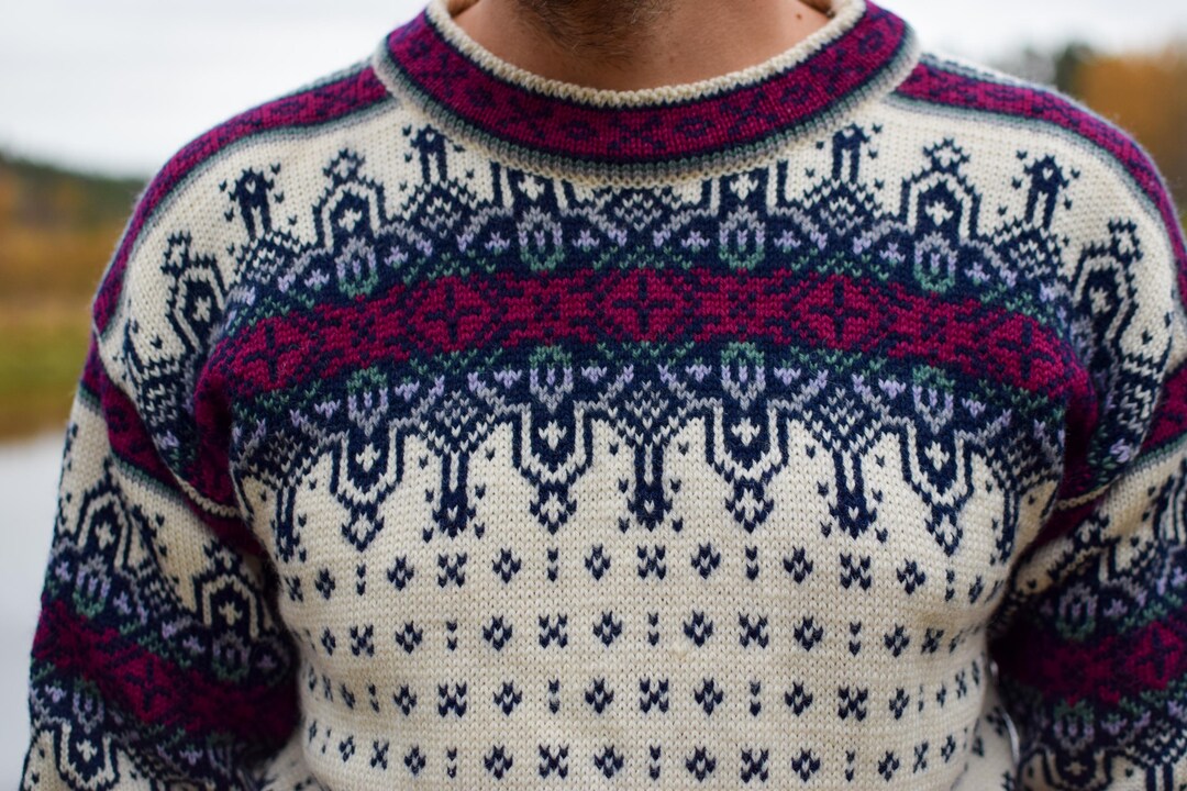 Authentic Norwegian Pure New Wool Pullover, 90s Knitted Scandinavian ...