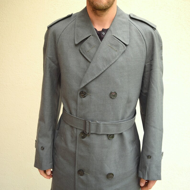 Gray Vintage Trench Coat Duster Coat Wool Coat80s Winter - Etsy