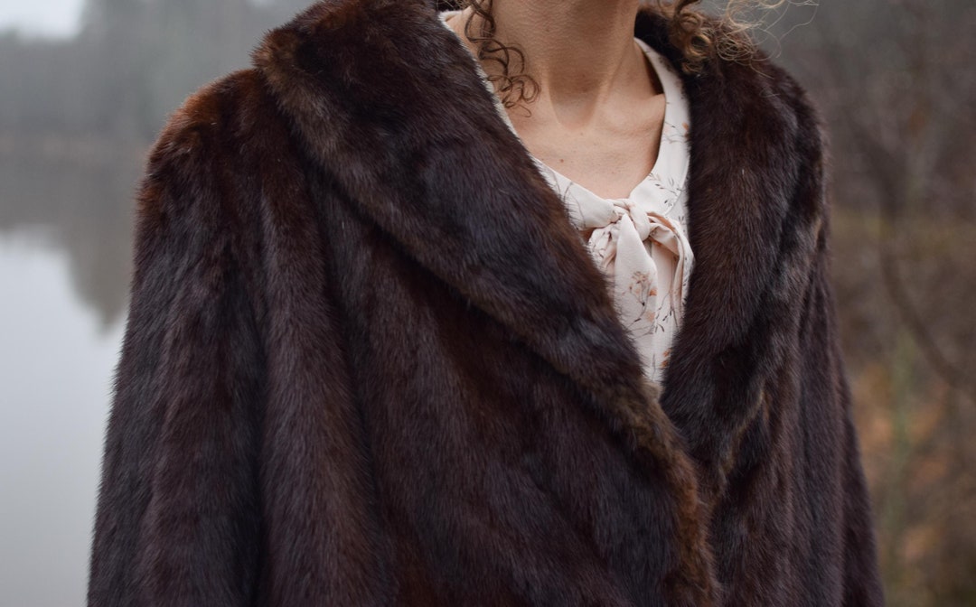 Original Swedish 70s Mink Fur Vintage Coat, Retro Scandinavian Real Fur ...