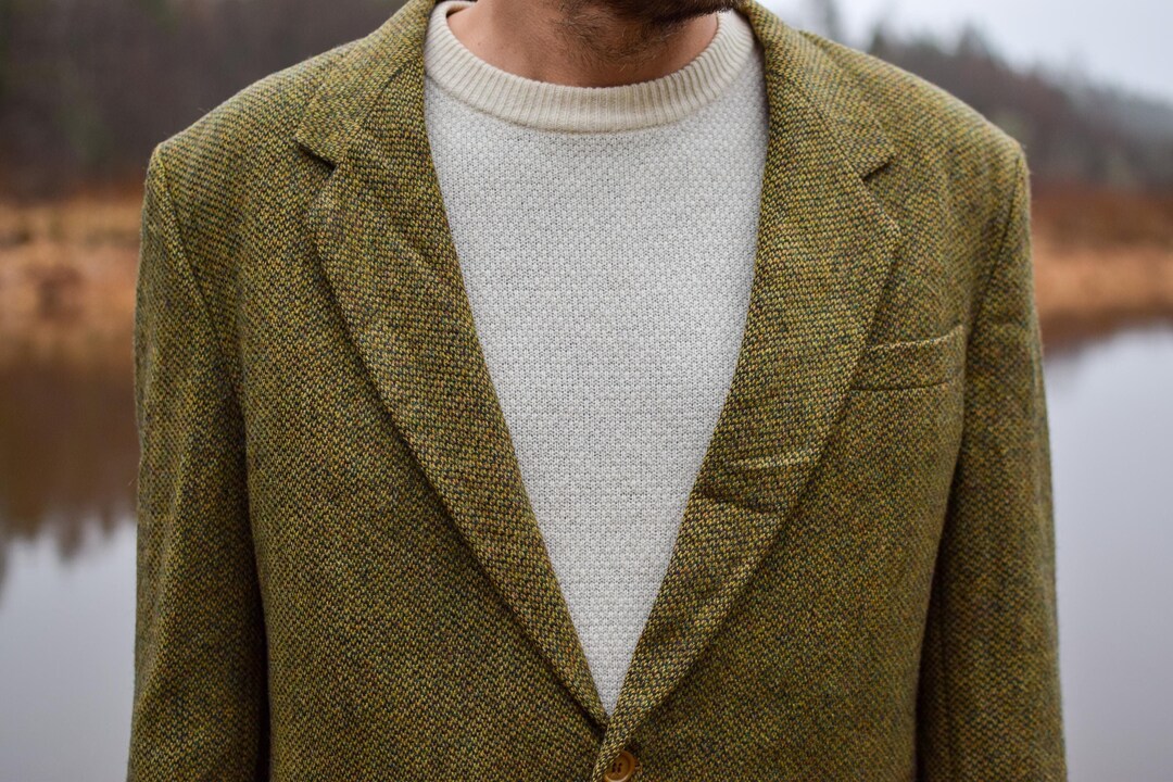 Vintage French Blazer, 80s Pure New Wool Sport Coat, Retro Tweed Jacket ...