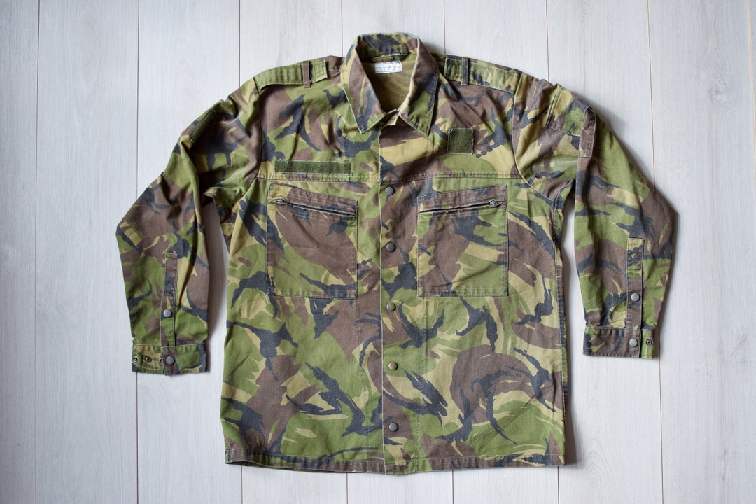 Dutch Army Vintage Field Jacket - Green Camouflage Military Overcoat ...