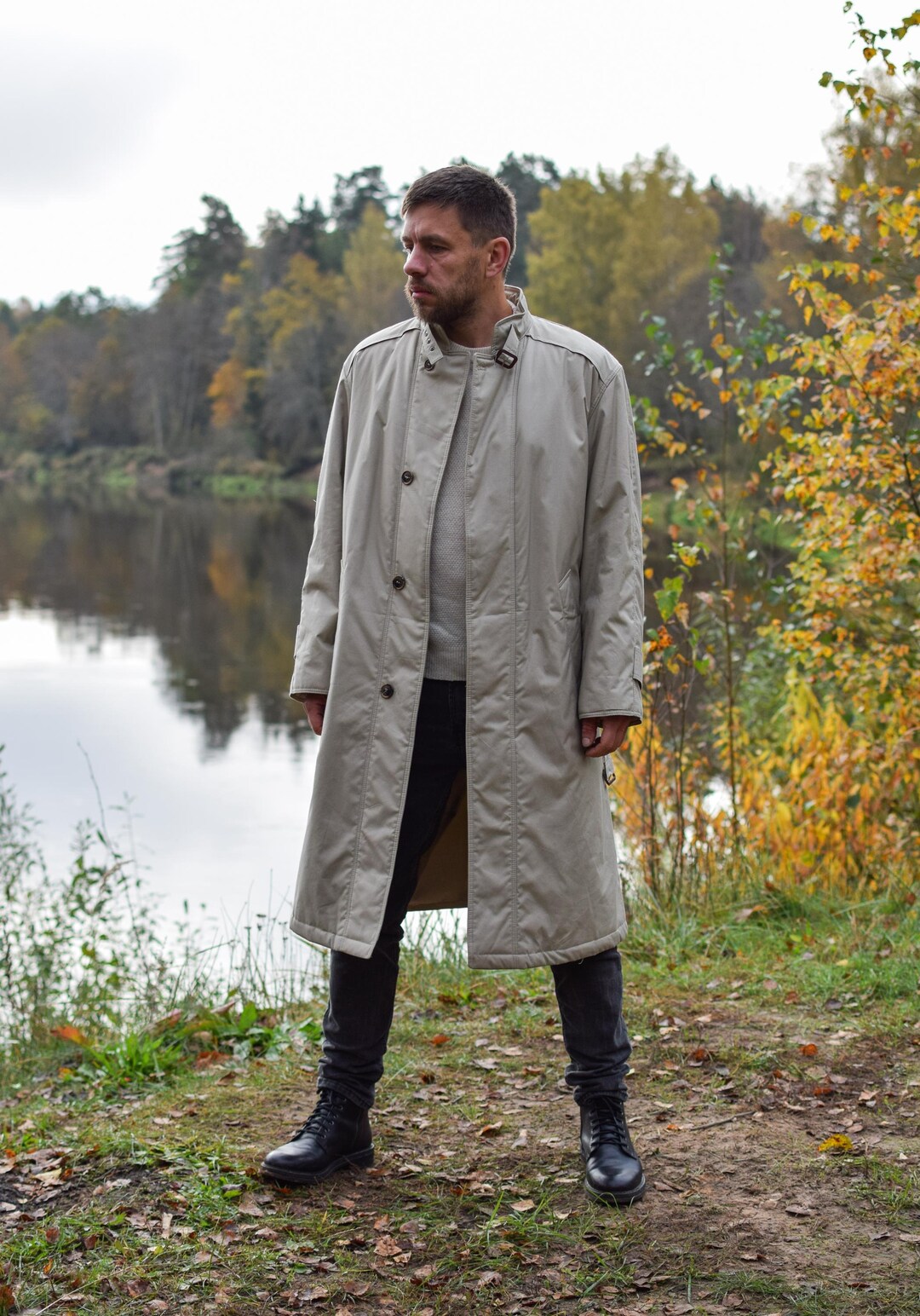 POLISH Vintage Long Duster Coat, Retro Autumn Long Coat, Made in POLAND ...