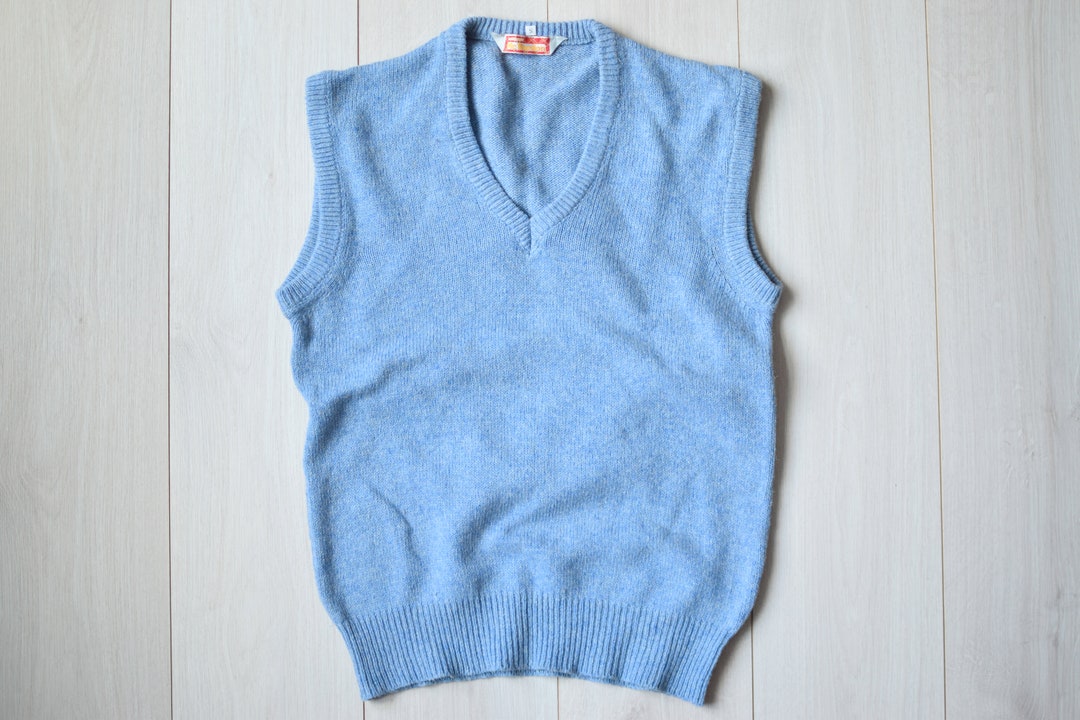 Shetland Wool Vest, 70s Style Vintage Vest, Wool Sweater Vest, Knitted ...