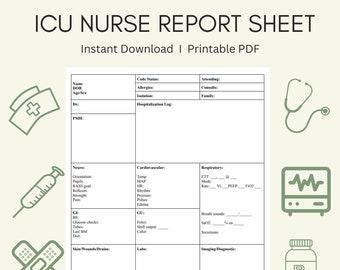 Nurse Report Sheet Great Report Sheet for ALL Nurses especially ICU ...