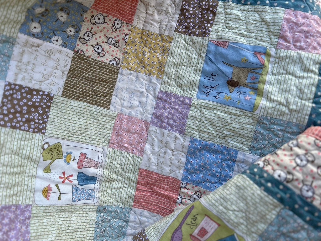 Homemade Panel Quilt/ Old Fashioned Panel Quilt/ Homemade Quilt - Etsy