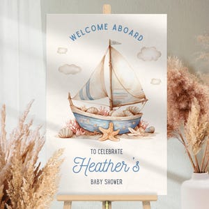 Ahoy It’s a Boy Baby Shower Welcome Sign – 24x36" Nautical Printable ...