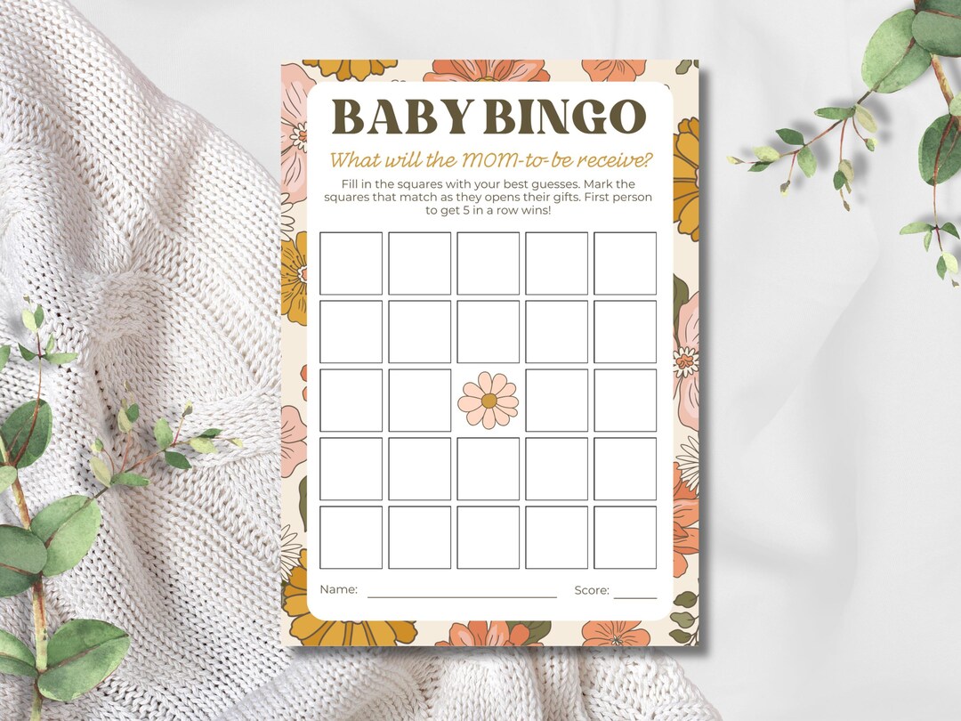 Baby Shower Bingo Game Template, Baby Shower Game, Customizable ...