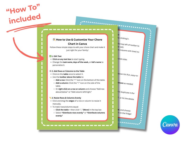 Kids Summer Chore Chart Template – Printable, Editable Canva Chart for ...