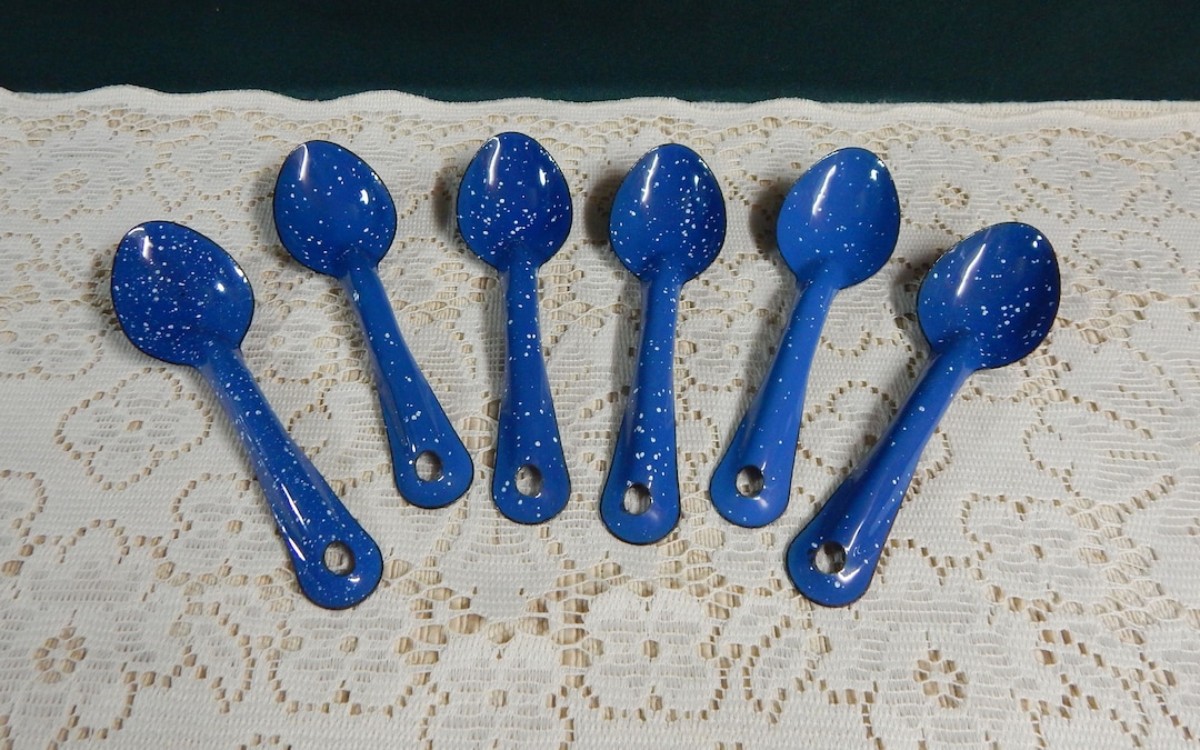 Enamelware Spoons Set of 6 Camping Utensils - Etsy