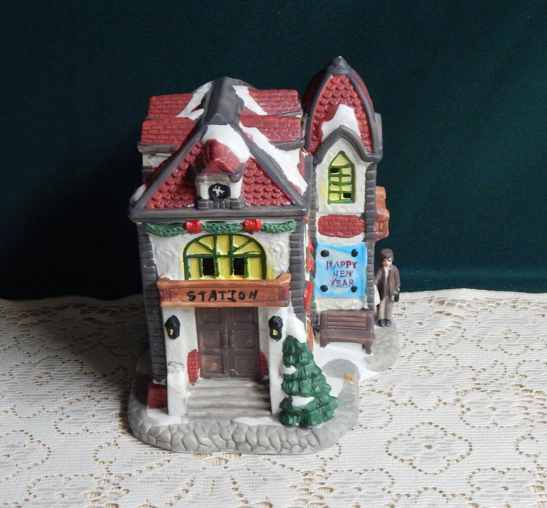 Christmas Train Station - Handpainted Porcelain Station - Four Star ...